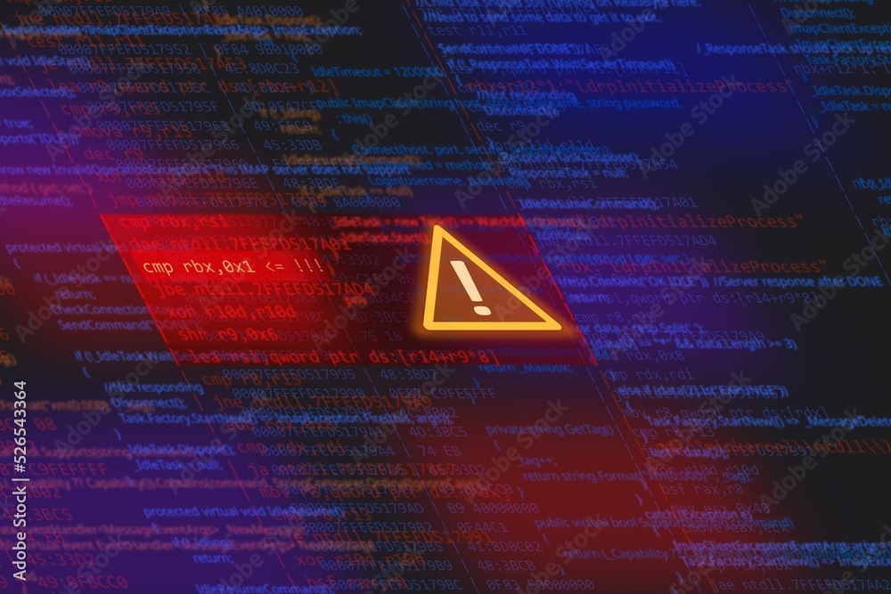 graphic illustration of yellow white exclamation mark on diagonal red ...