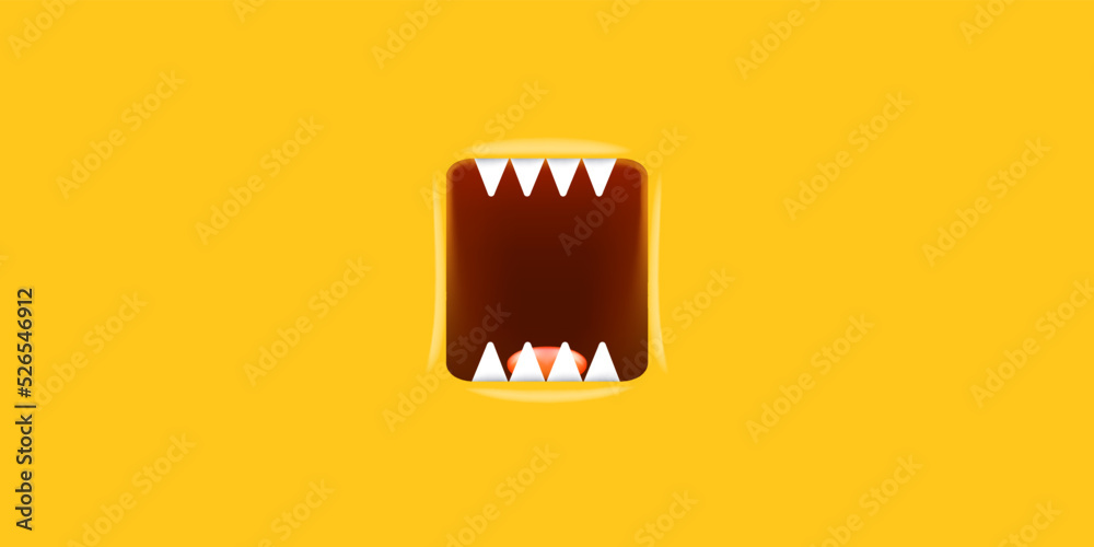 Vector Cartoon wide open monster mouth with fangs isolated on orange ...
