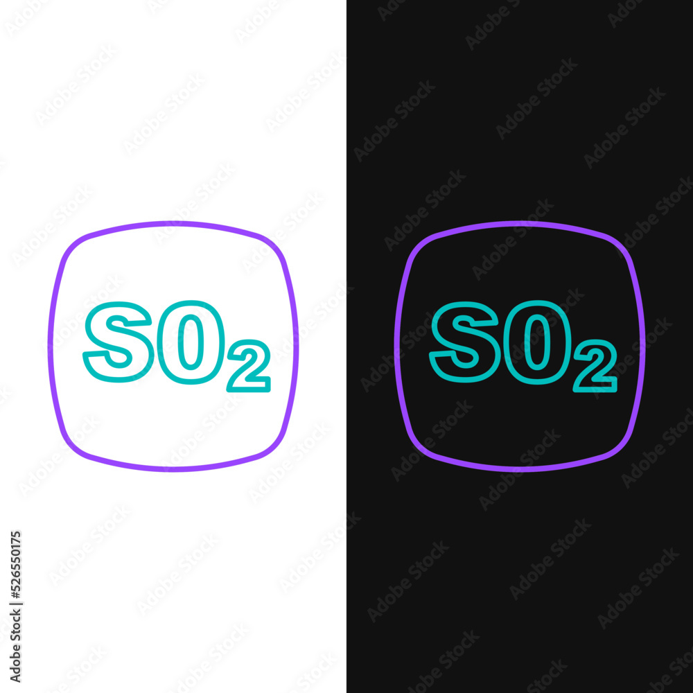 Line Sulfur dioxide SO2 gas molecule icon isolated on white and black ...