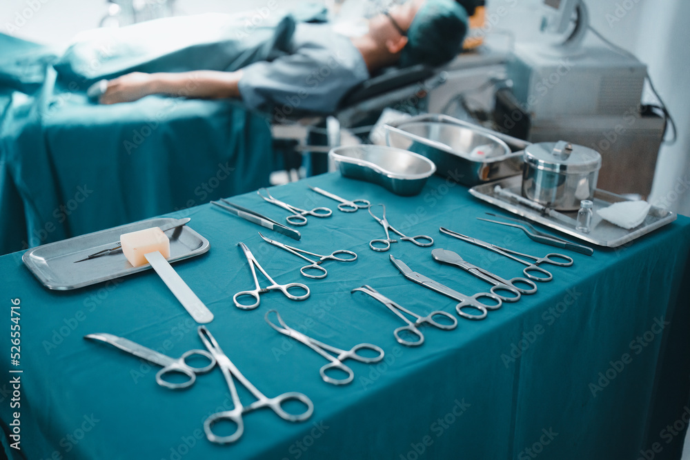 Close up surgeon doctor's hand with hygiene glove taking sterile ...