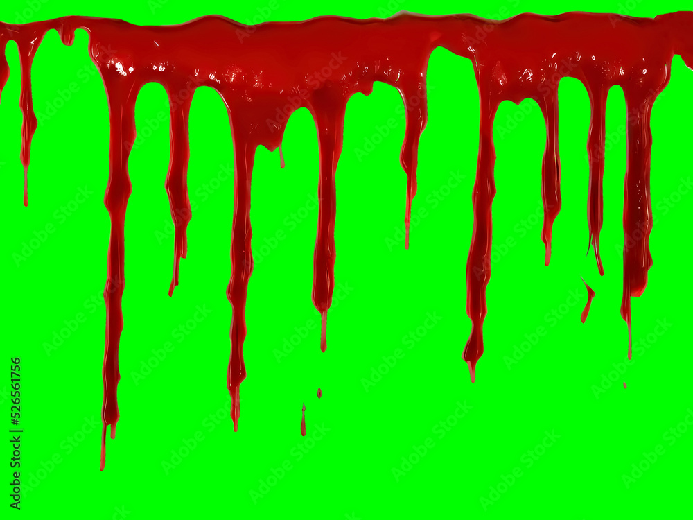 A blood trail (horizontal line), a dense dripping red liquid slowly ...