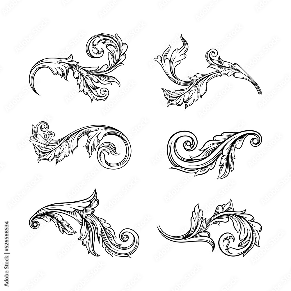 Baroque Scroll as Element of Ornament and Graphic Design with Spirals ...