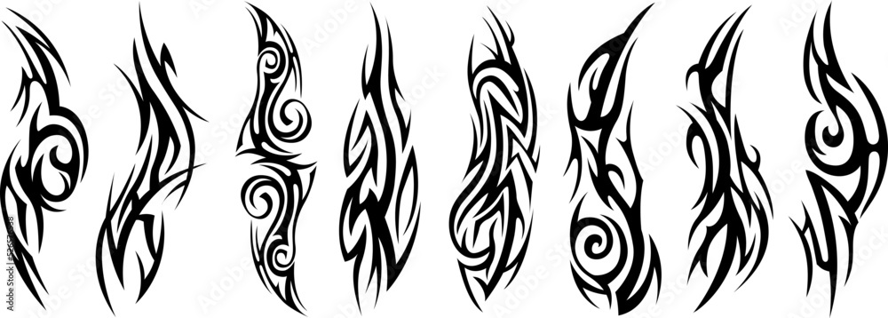 Vector tribal tattoo. Silhouette illustration. Isolated abstract ...
