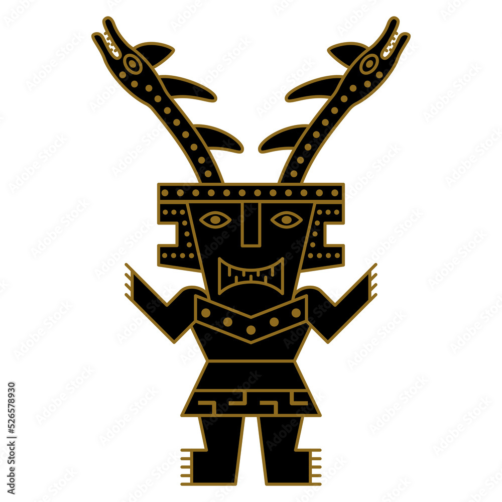 Fantastic character. Ethnic tribal horned man with snake antlers ...