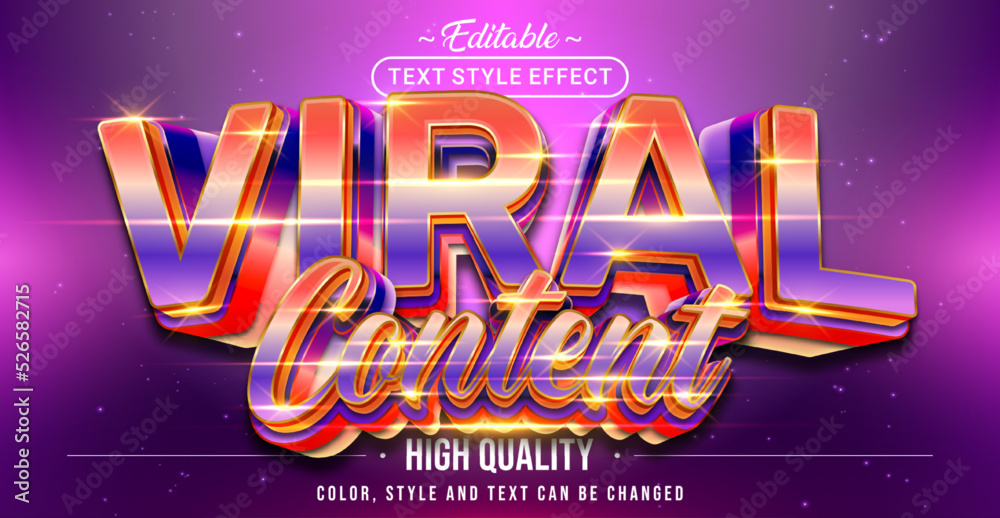 Editable text style effect - Viral Content text style theme. Stock ...