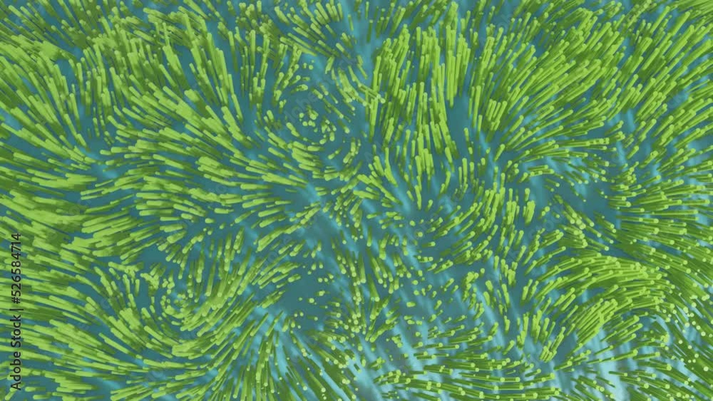 Vídeo do Stock: Abstract visualization of green waving grass particles ...