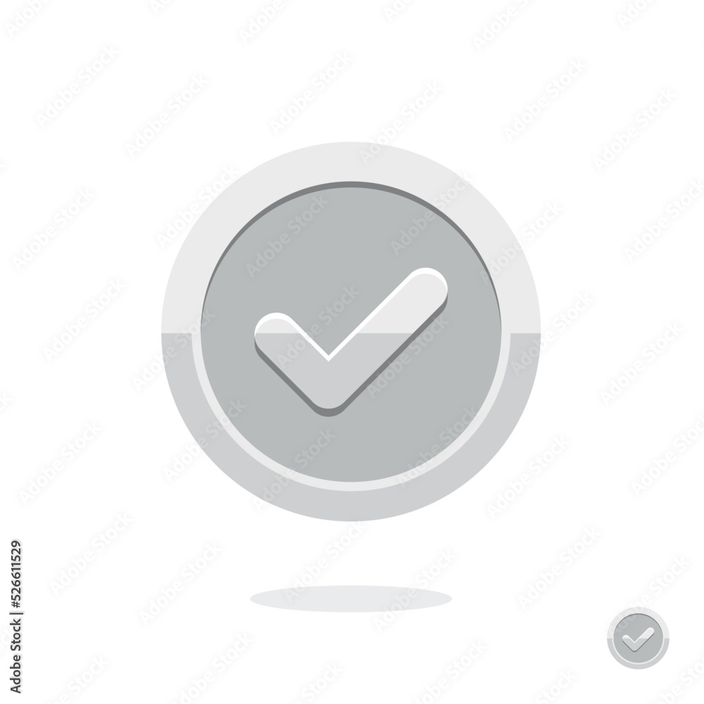 Coin icon. Silver medal. Coin with the Check mark. Premium quality ...