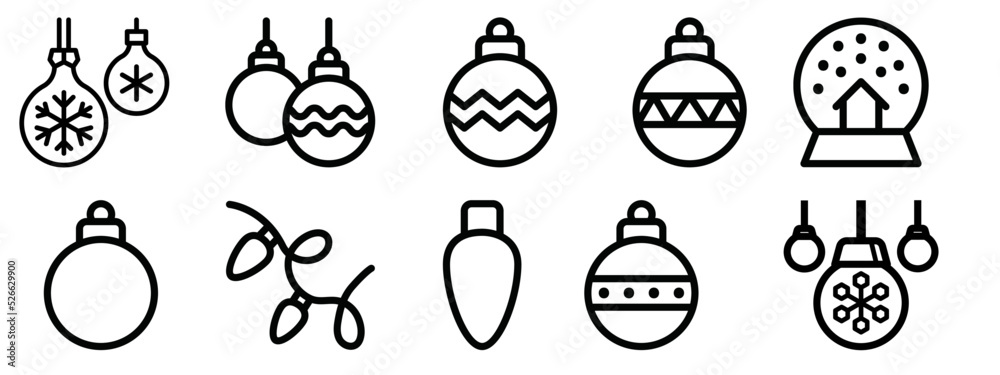 Christmas light icon collection. isolated on white background. flat ...
