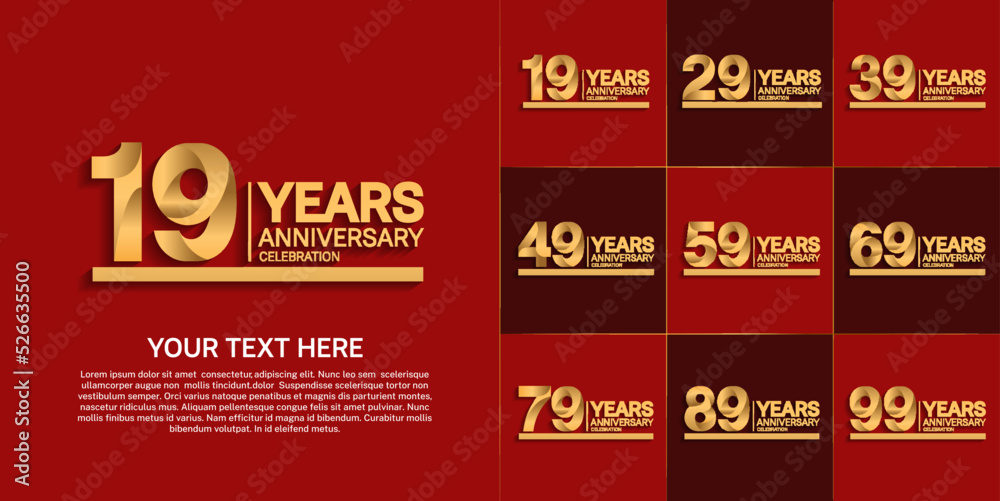 set of anniversary golden color for celebration event Stock Vector ...