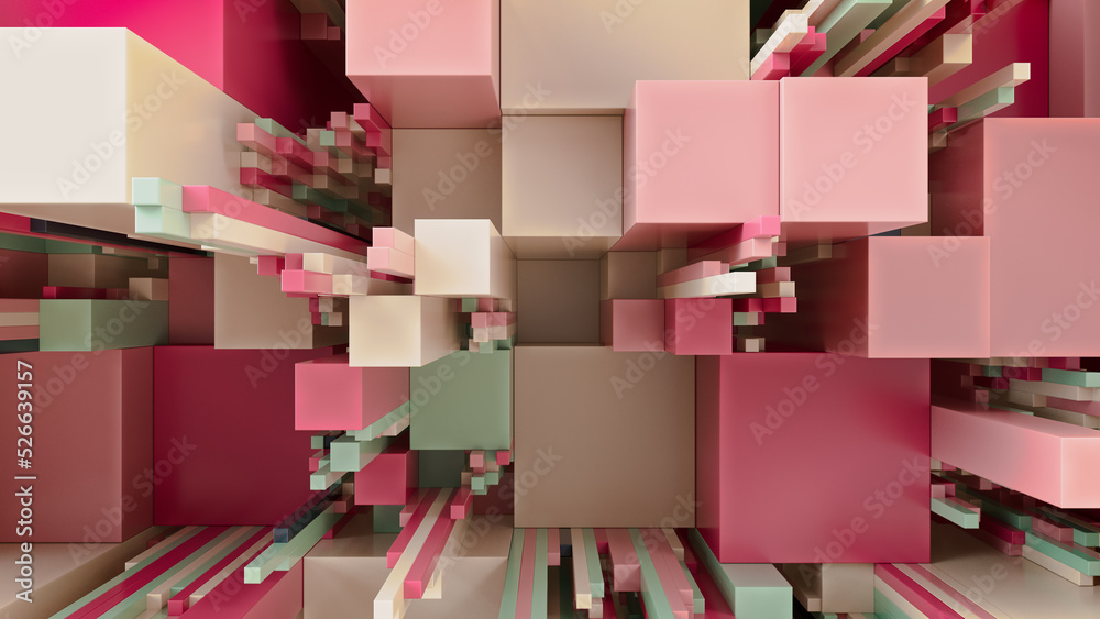 Multicolored 3D Block background. Tech Wallpaper with Pastel colors. 3D ...