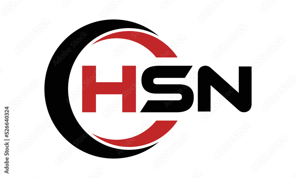 HSN three letter swoosh logo design vector template | monogram logo ...