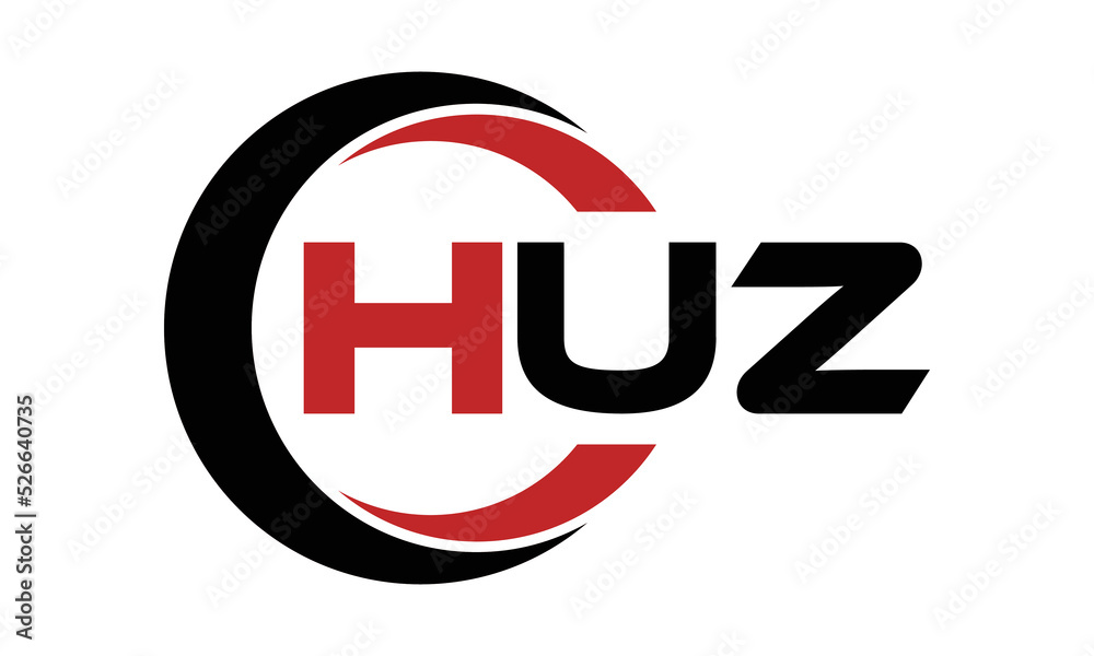 HUZ three letter swoosh logo design vector template | monogram logo ...