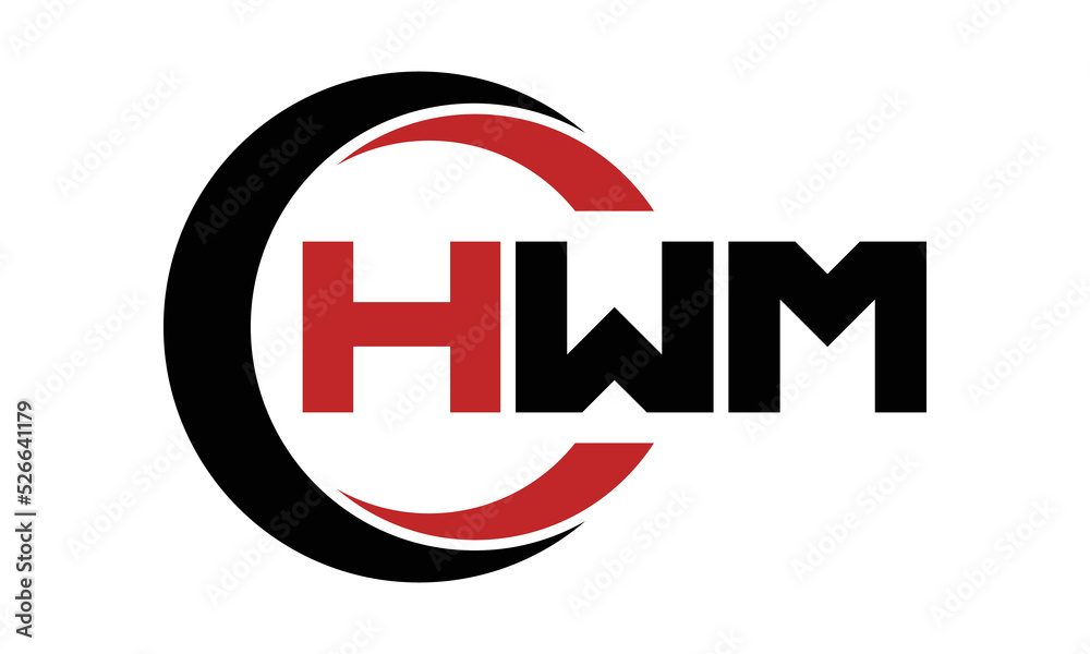 HWM three letter swoosh logo design vector template | monogram logo ...