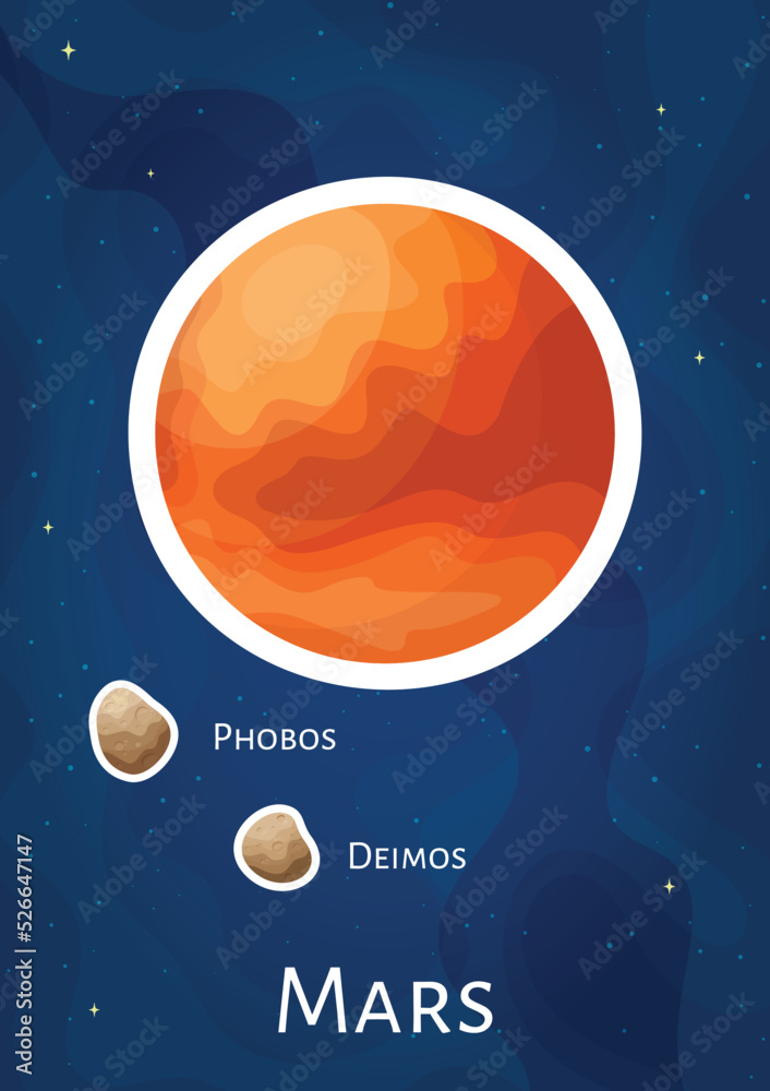 Comic space planet Mars sticker concept art, cartoon astronomical ...