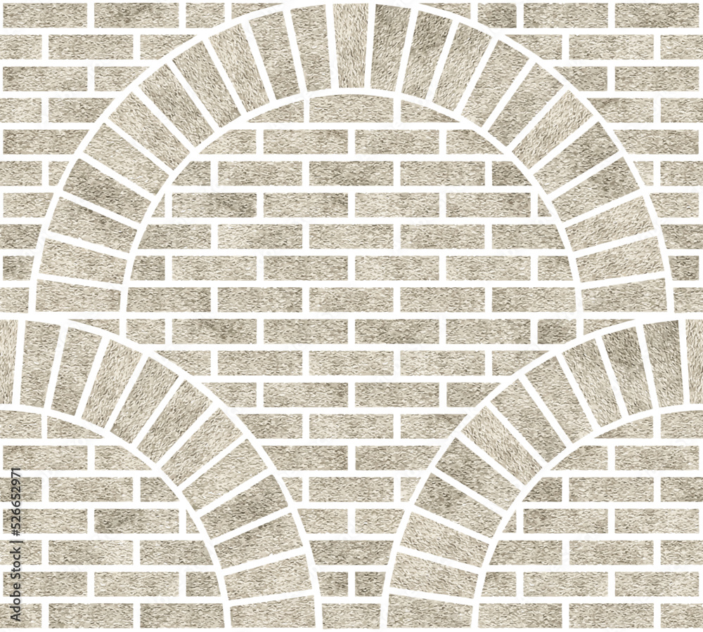 Brick wall with circular arches. Architectural vector seamless pattern ...