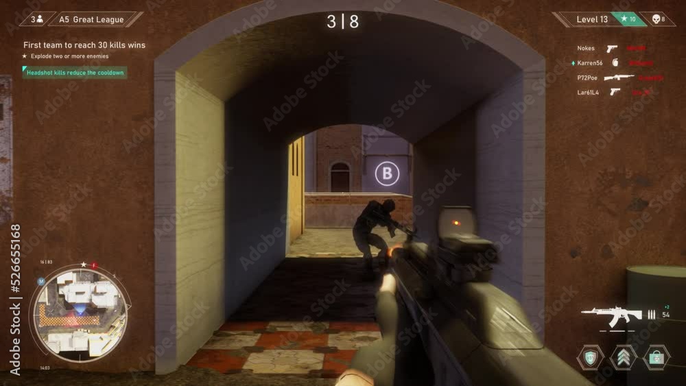 Video Game Mock-up Looped Concept: Game play 3D Shooter Online ...