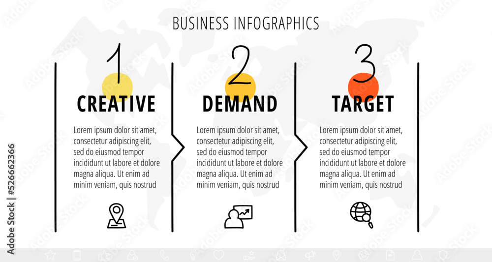 Vecteur Stock Three creative overlapping arrows place in a horizontal ...