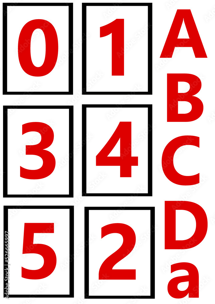 red and white numbers FROM 0 TO 5 ZERO TO FIVE IN A3 PAPER SIZE TO ...