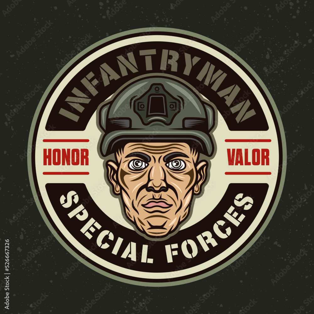 Special forces, infantryman vector vintage round emblem, label, badge ...