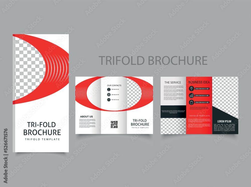 Modern three-layer red and black brochure template in a creative ...