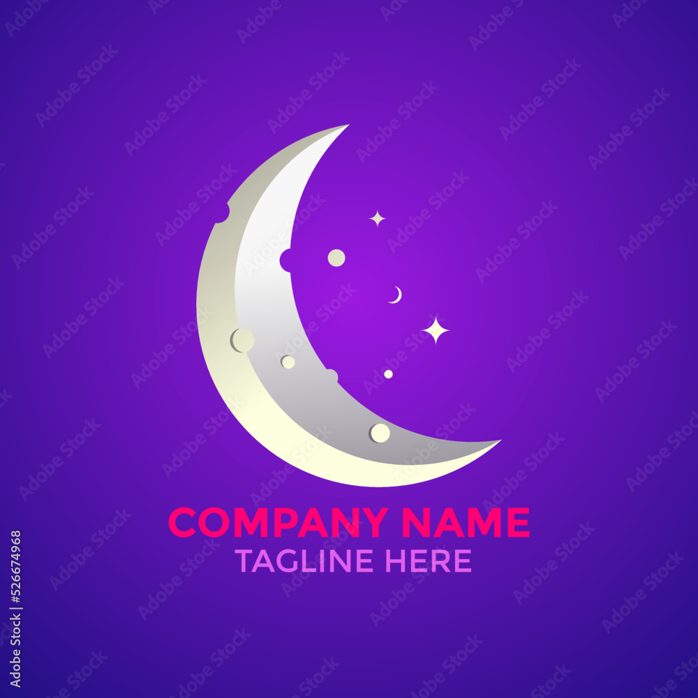 Moon logo design. Moon color. Cosmic logo. Space logo. Creative logo ...