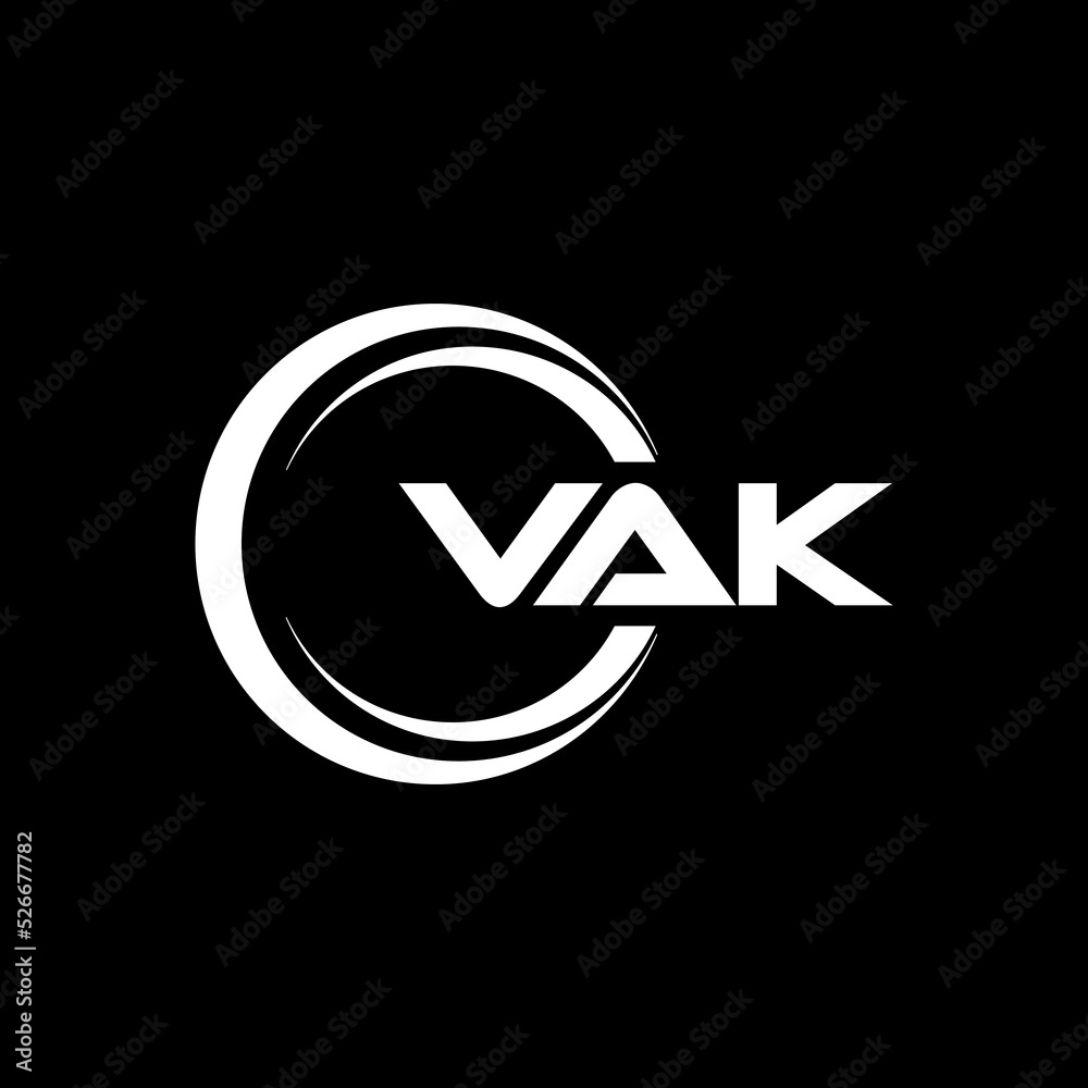Vetor do Stock: VAK letter logo design with black background in ...
