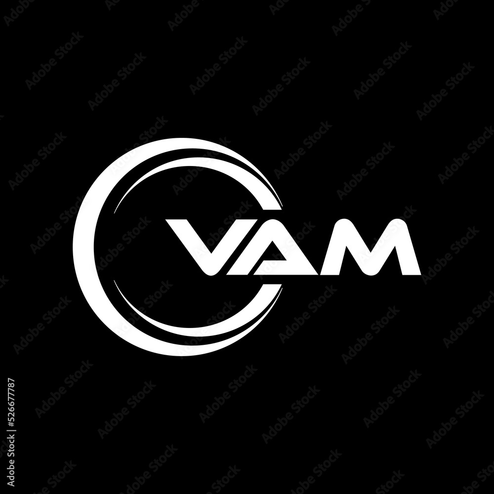 VAM letter logo design with black background in illustrator, cube logo ...
