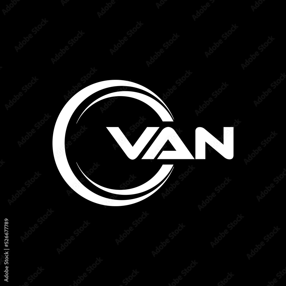 VAN letter logo design with black background in illustrator, cube logo ...