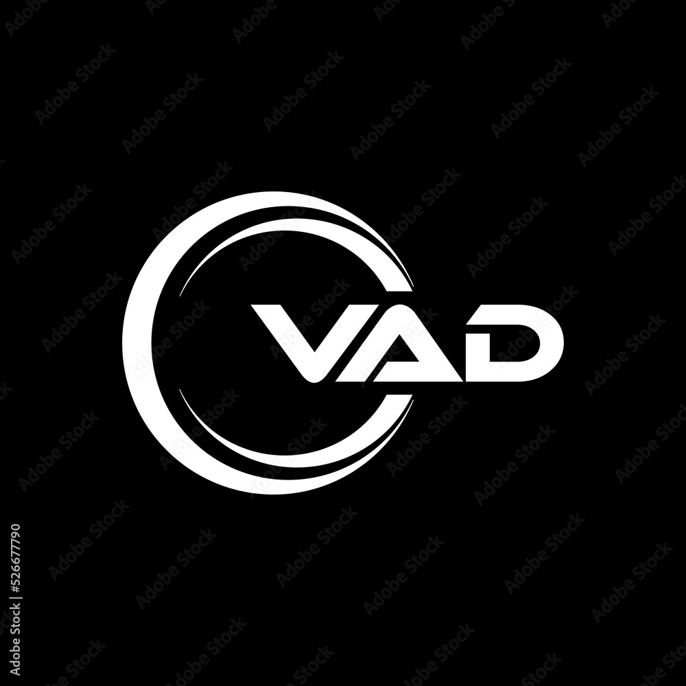 Vetor do Stock: VAD letter logo design with black background in ...