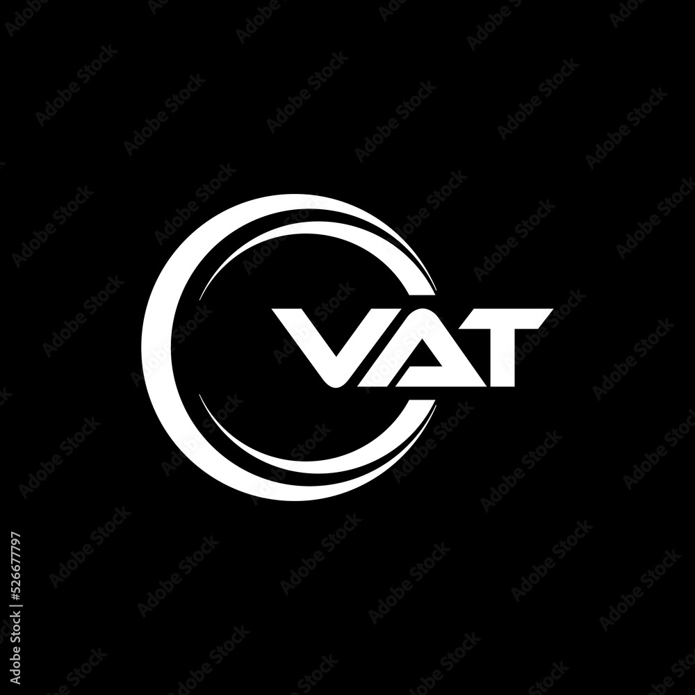 VAT letter logo design with black background in illustrator, cube logo ...