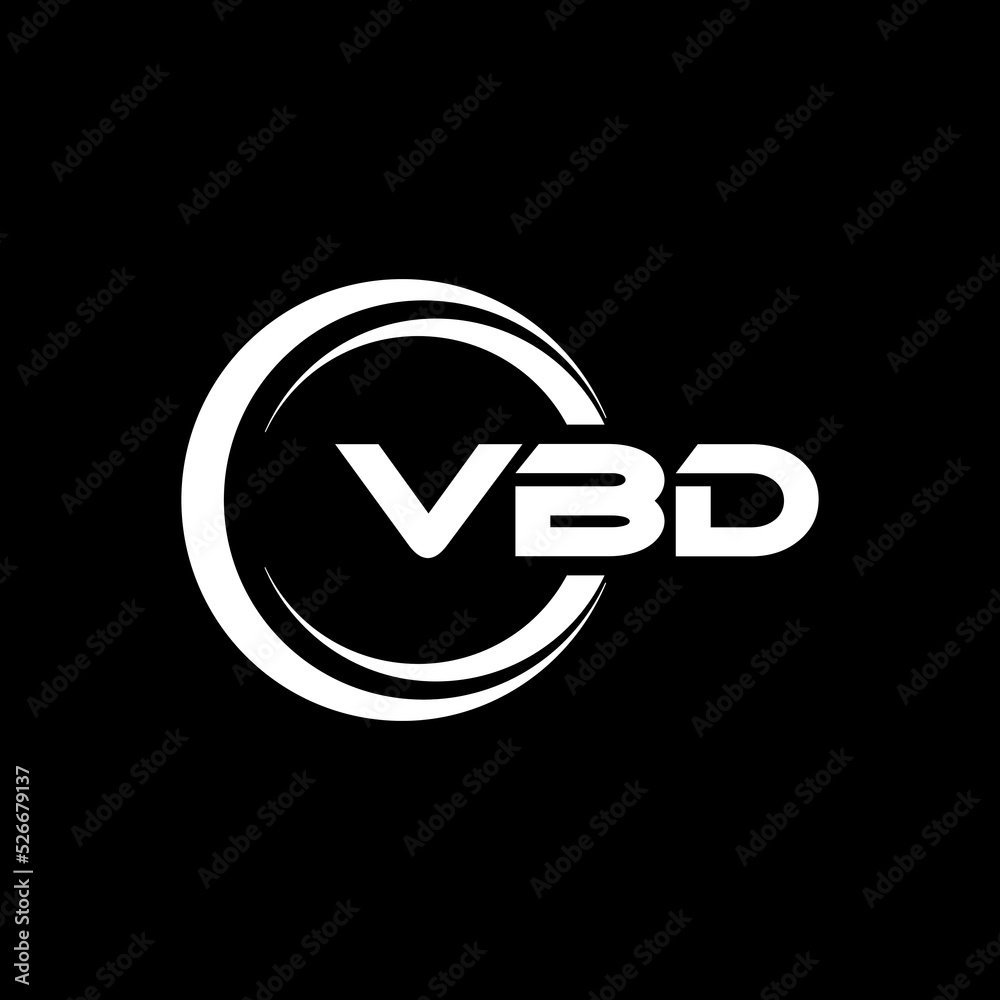 VBD letter logo design with black background in illustrator, cube logo, vector logo, modern ...