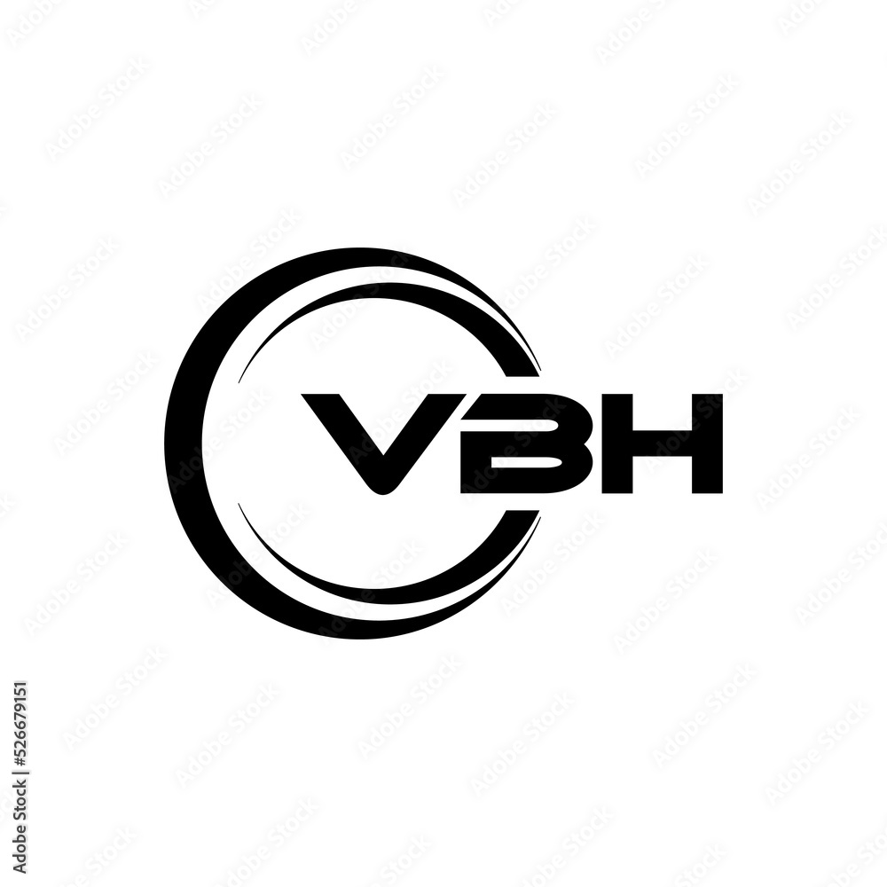 VBH letter logo design with white background in illustrator, cube logo ...