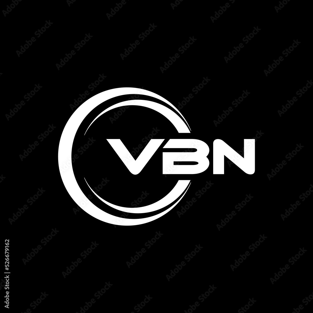 Vettoriale Stock VBN letter logo design with black background in ...