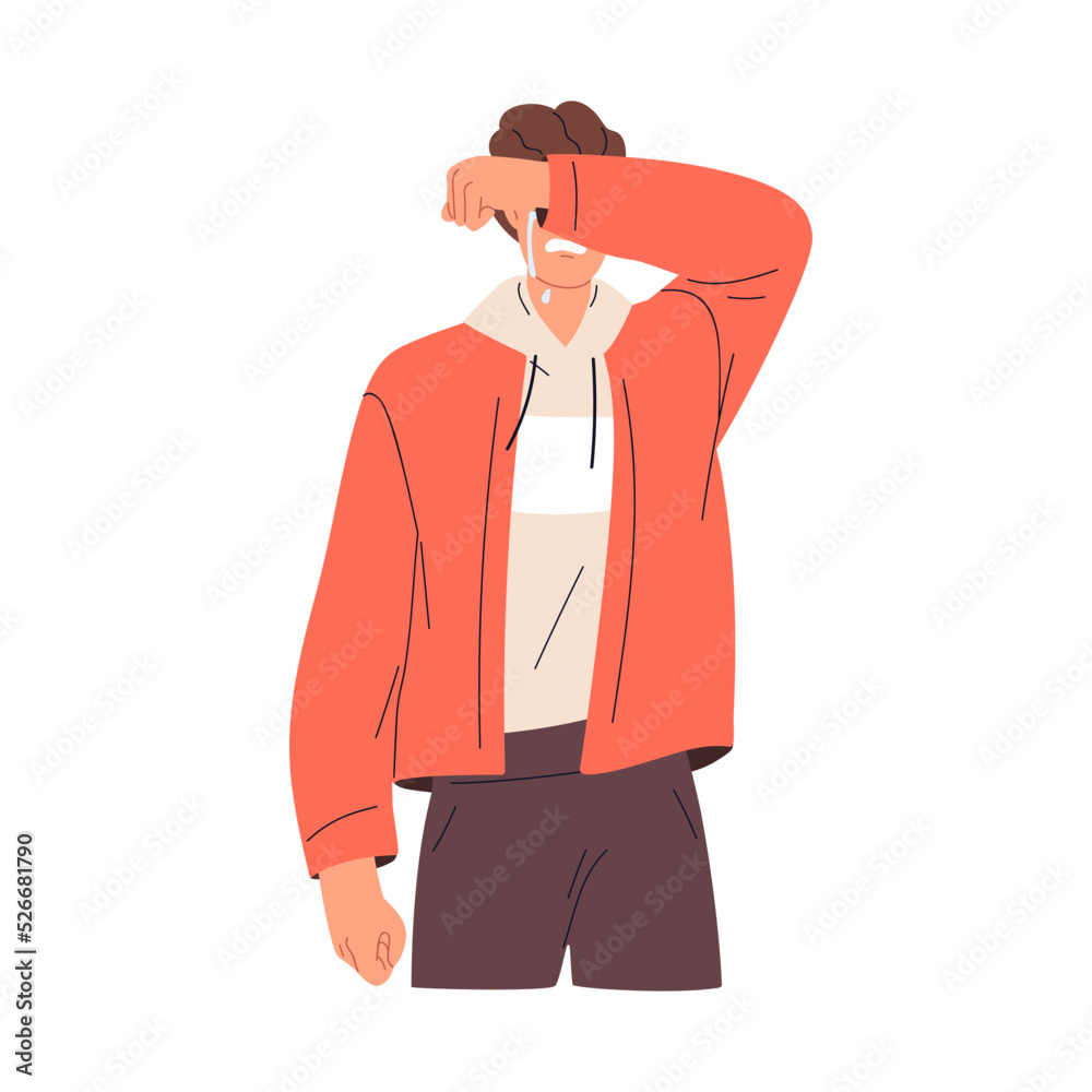 Desperate man crying, shedding tears in grief, despair, sorrow. Unhappy ...