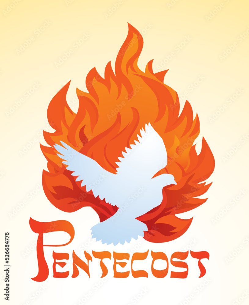 Pentecost sunday. Baptism with the Holy Spirit. Vector drawing icon ...