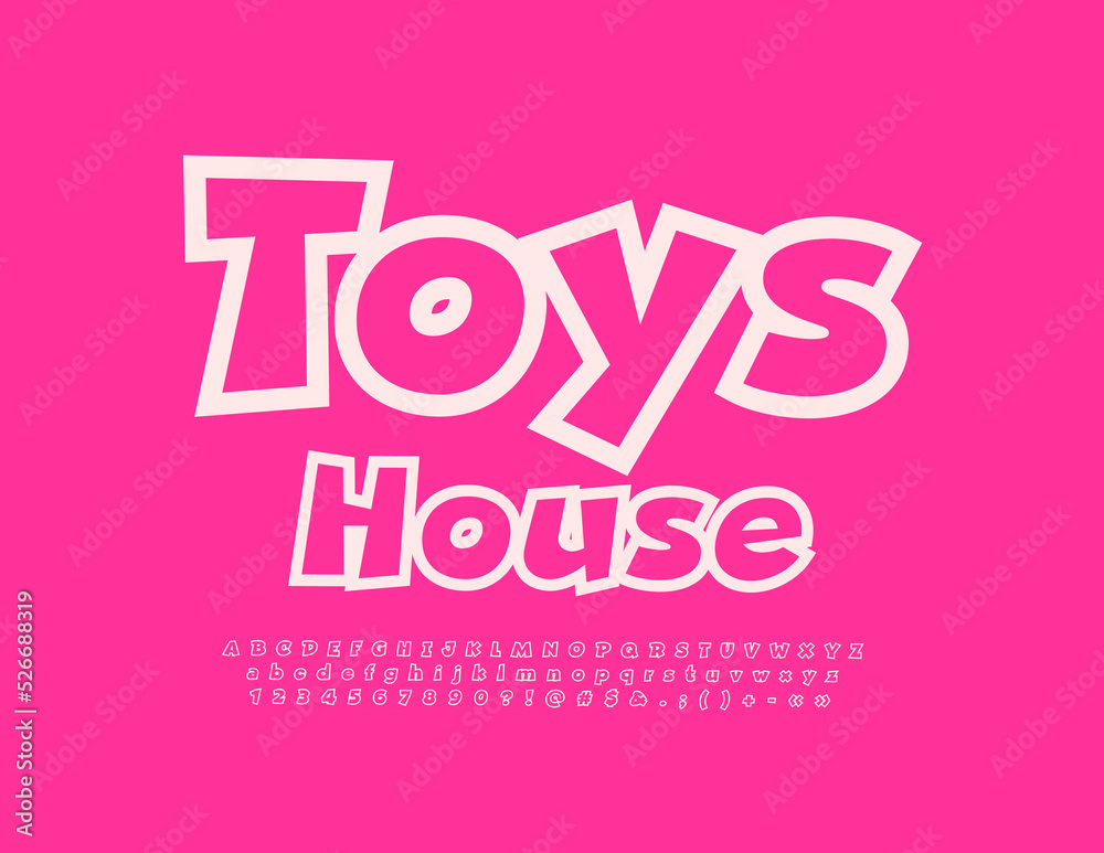 Vector funny sign Toys House. Pink creative Font. Cute childish ...