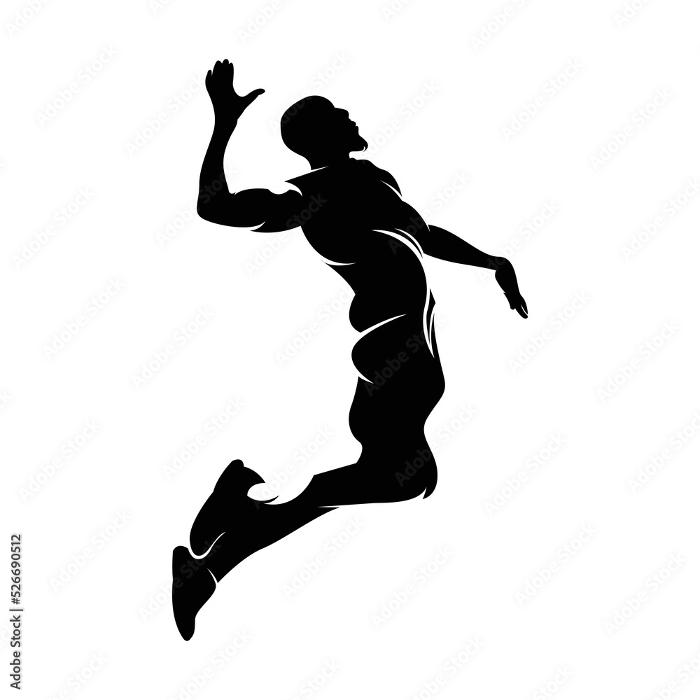 Volleyball Player Silhouette Volleyball Men Jumping Smash Silhouette