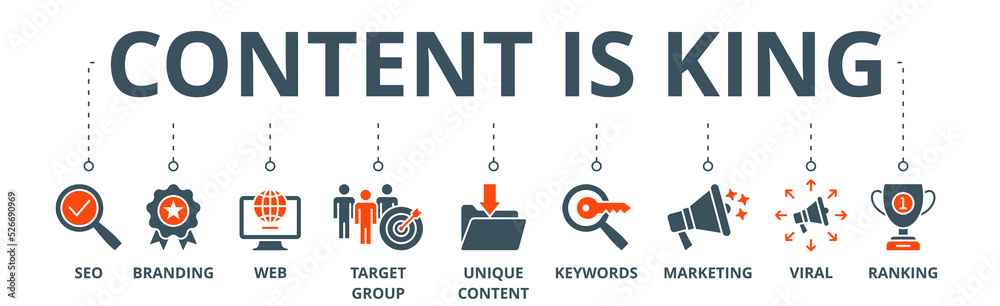 Content is king banner web icon vector illustration concept with icon ...