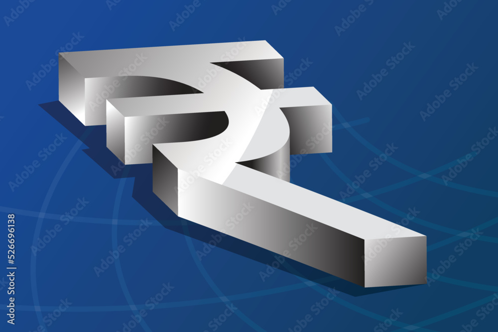 3d bold Indian Rupee symbol in isometric view, INR Money Stock Vector ...