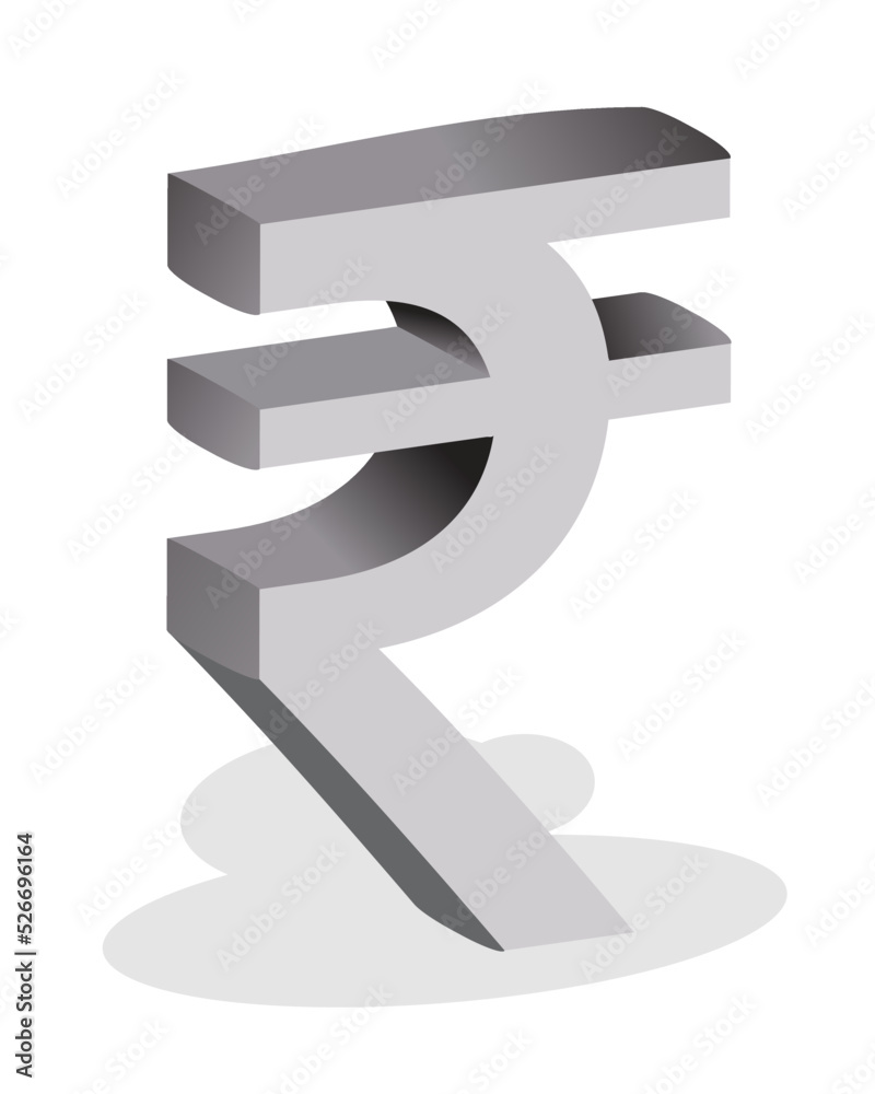 3d bold Indian Rupee symbol in isometric view, INR Money Stock Vector ...