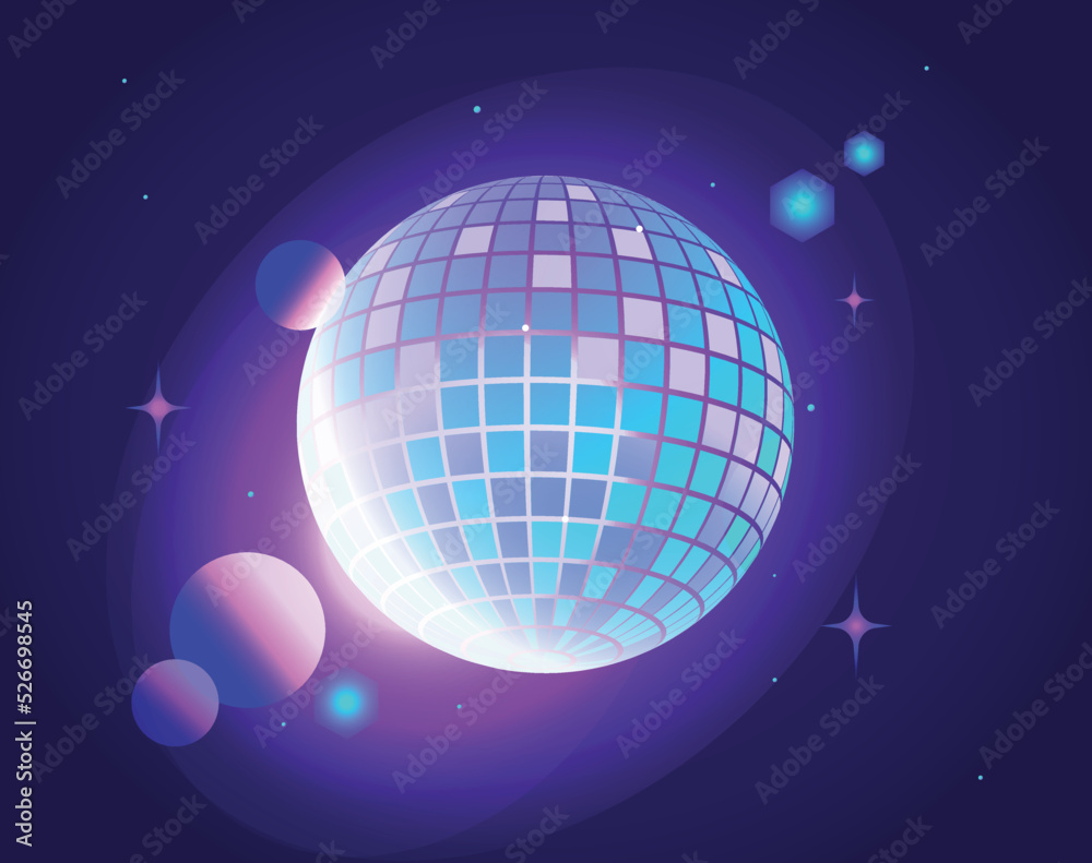Disco ball Vector icon. Mirror glitter disco ball. Cosmic. Psychedelic ...