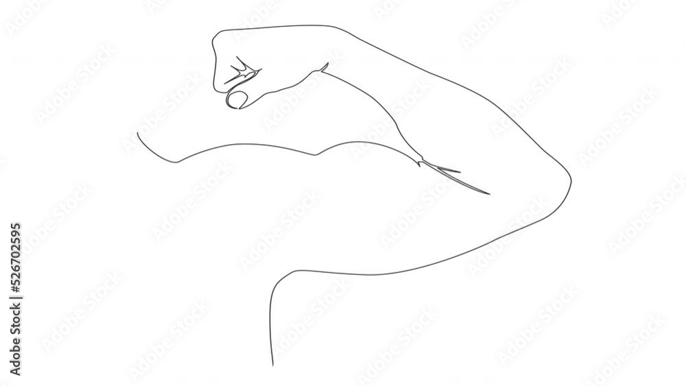 animated single line drawing of strong arm muscle flexing, line art ...