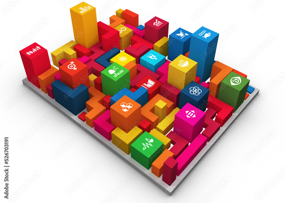 3D Maze like puzzle pattern forming a Sustainable Development global ...