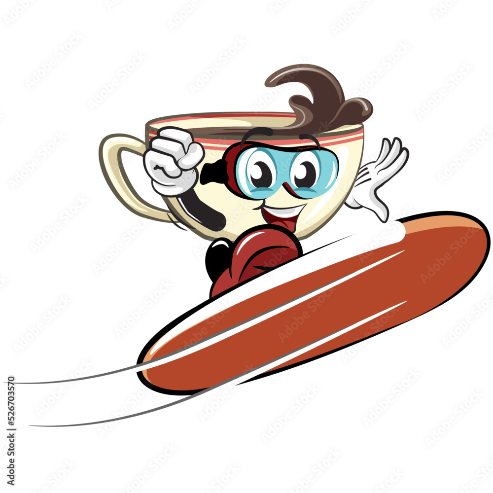 cartoon smart cup illustration vector on snowboard Stock Vector | Adobe ...