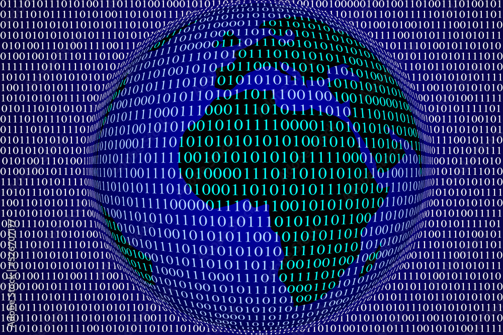 Erdball mit Einsen und Nullen als Symbolbild für weltweite digitale ...
