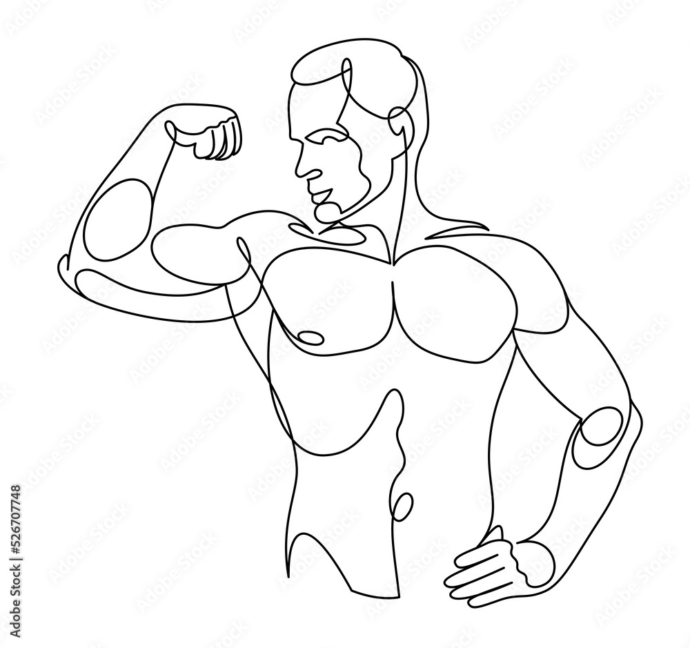 Athletic man torso vector linear illustration, male beauty with perfect ...