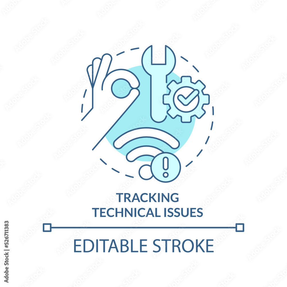 Tracking technical issues turquoise concept icon. Digital learning ...