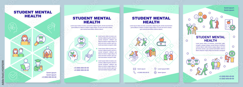 Student mental health mint brochure template. School counselor. Leaflet ...