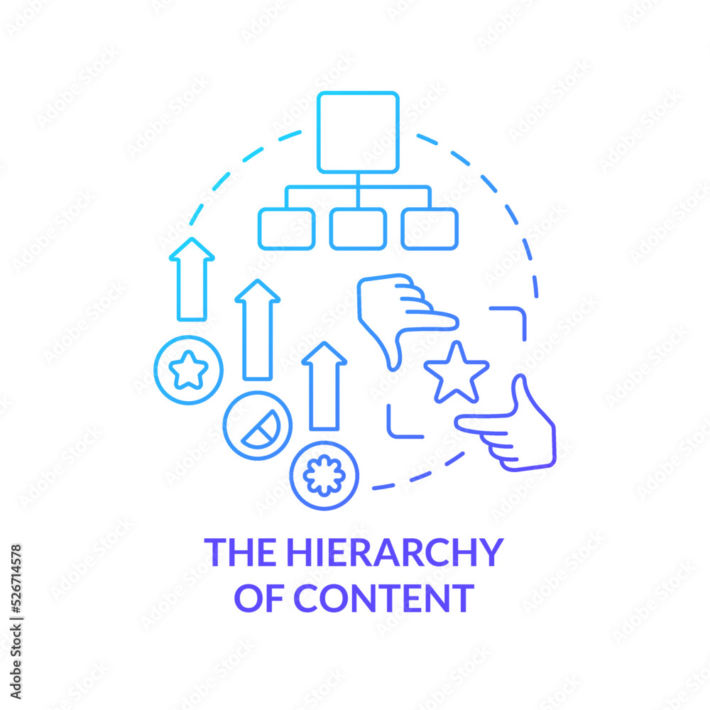 Hierarchy of content blue gradient concept icon. Website arrangement ...