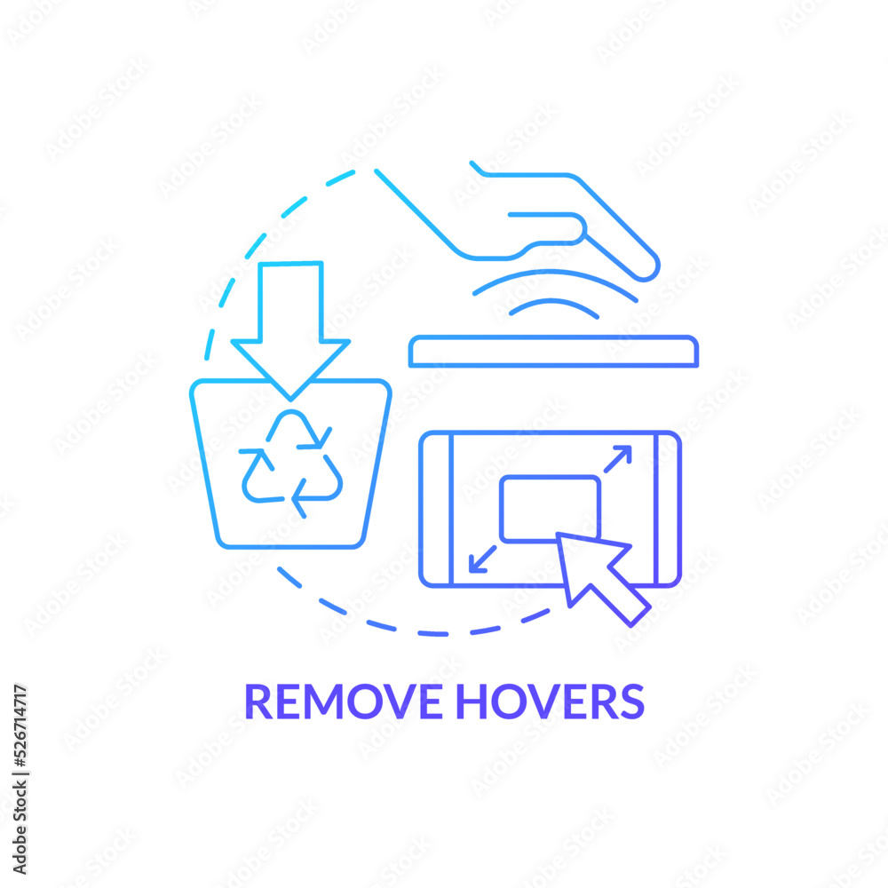 Remove hovers blue gradient concept icon. Desktop interactive effect ...